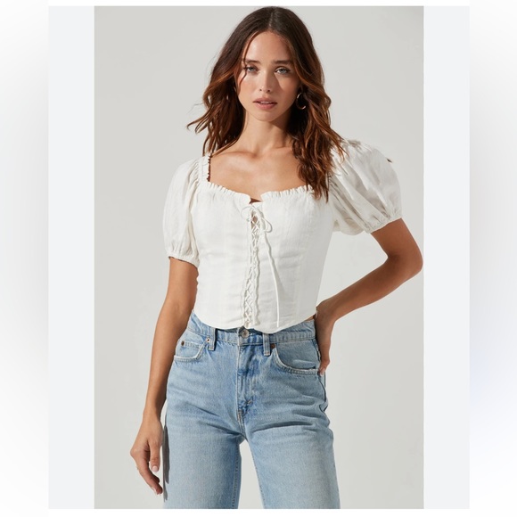 Astr | Tops | Astr Lace Up Puff Sleeve Corset Top | Poshmark